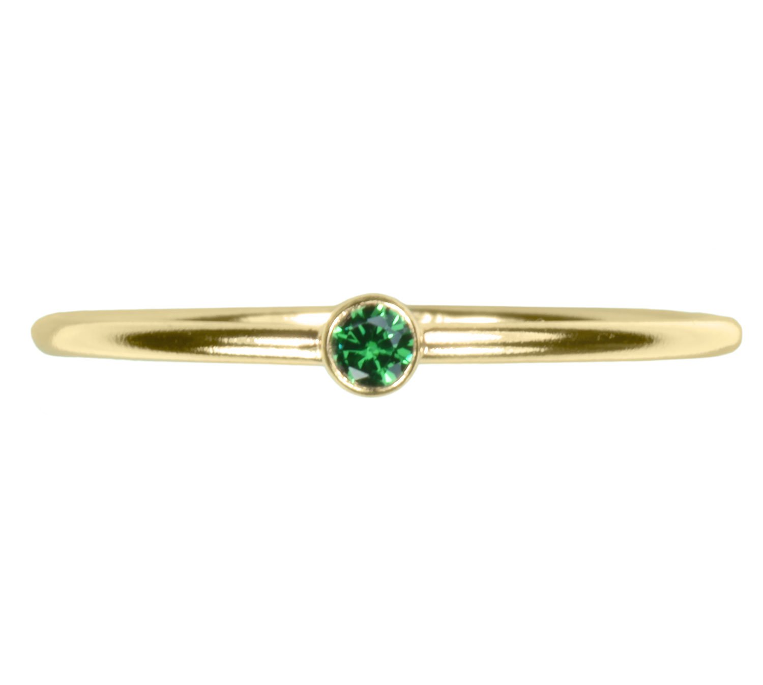 uGems 14kt Gold Filled Green CZ Stacking Ring Size 7