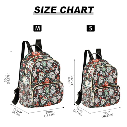 Yasala Halloween Women Backpack Tribal Sugar Skull Guitar Travel Bag Compact Daily Bag Diaper Bag