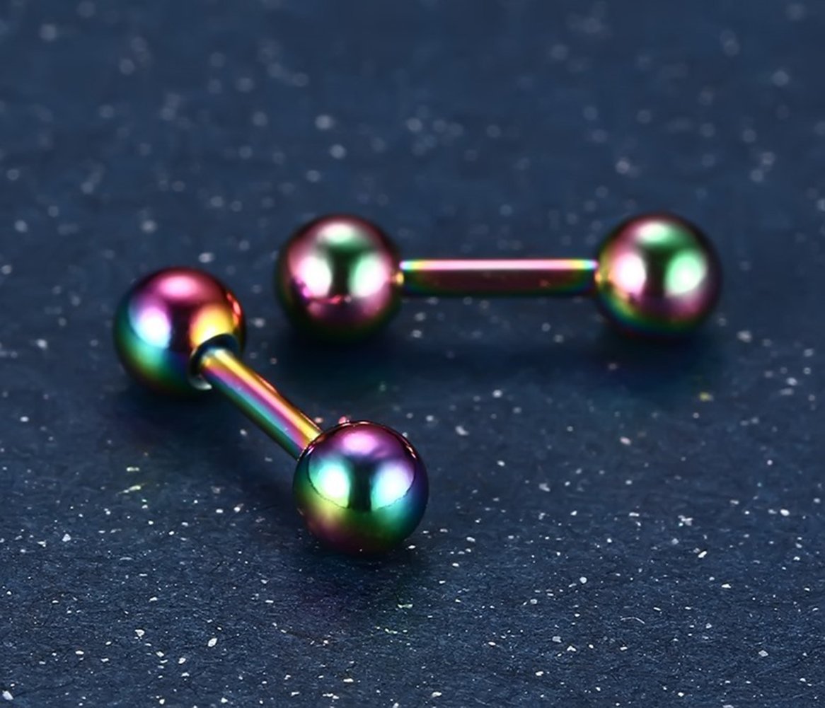 Tanyoyo 4mm Surgical Stainless Steel Ear Piercing Studs Earrings sets 6 Pair Mixed Colors High Polished 16G
