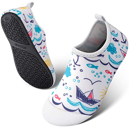 SEEKWAY Toddler Kids Water Shoes Boys Girls Quick Dry Lightweight Barefoot Anti Slip Aqua Socks for Outdoor Sports Summer Swim Beach Pool Aquatics(Fishing,8.5-10 Toddler