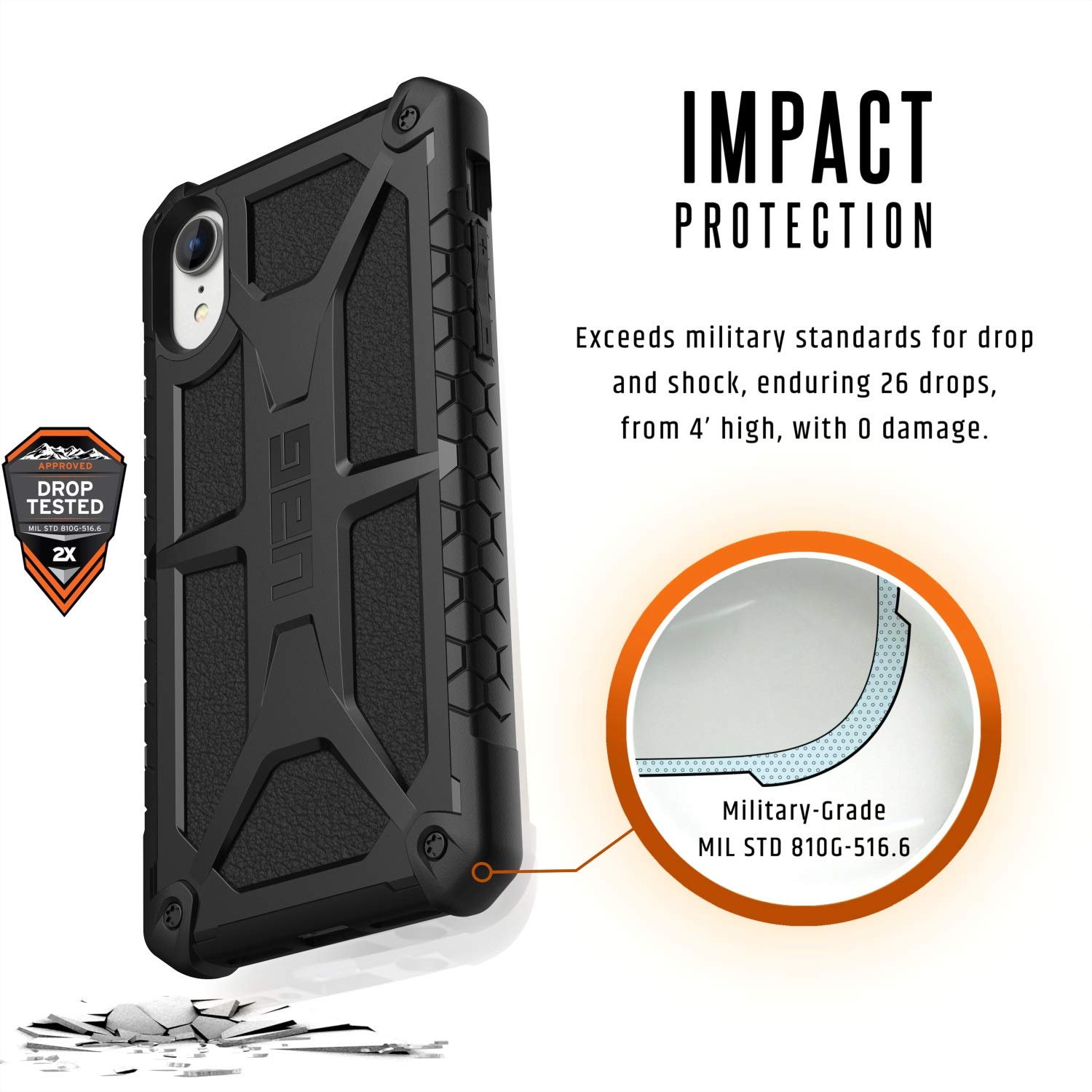 URBAN ARMOR GEAR iPhone XR (6.1 inch) Compatible Case, Monarch Black [Japan Authorized Dealer] UAG-IPH18S-P-BK