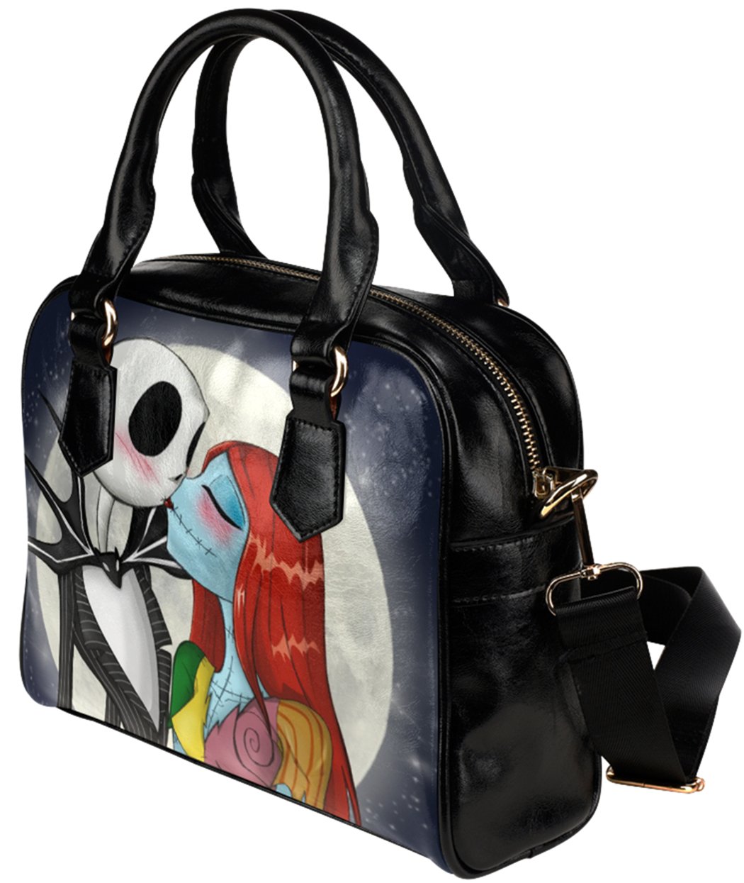 Women's Fashion Shoulder Handbags Top Handle Bags Purse with Jack and Sally Print.