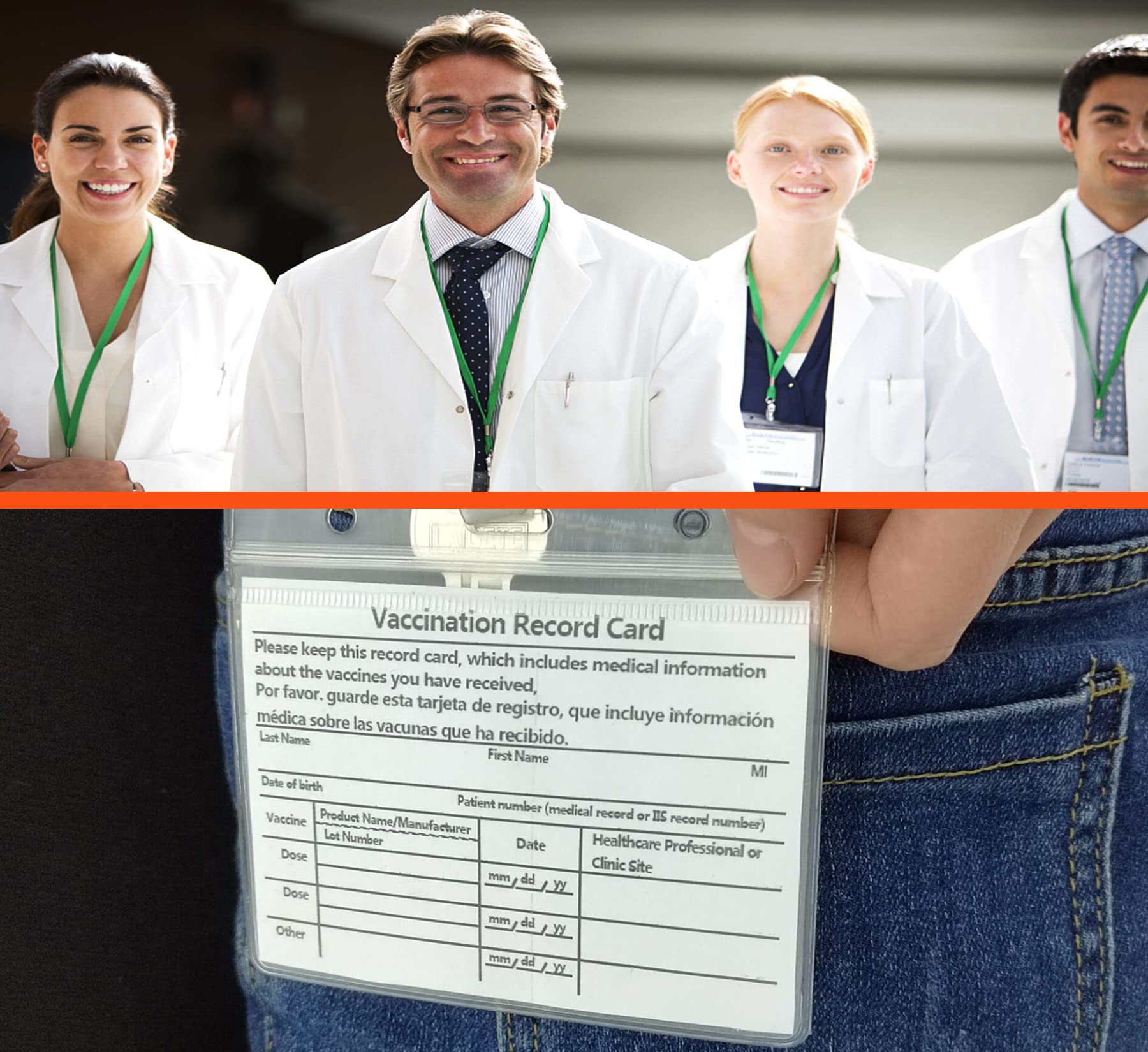 Waterproof Vaccine Card Protector - 50 Pack Plastic ID Holder for Vaccination Clear Sleeves with Lanyard Vax Document Holders Resealable Zip, PVC Material- 4.5 inch x 3.6 inch