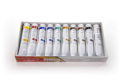 Winsor & Newton Artists' Oil Colour Paint Introductory Set, Ten 21ml Tubes, Crimson,Yellow,Green, 0.7 Fl Oz (Pack of 10)