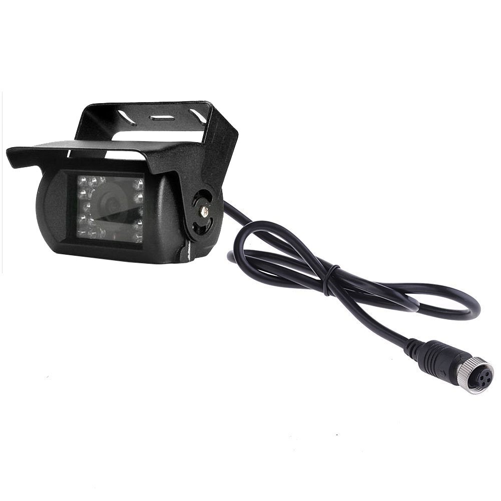 Vehicle Backup Camera and 7 inch Screen Monitor System 12V/24V,2 x IR Night Vision Car Reverse Rear View Mirror Camera Kit with 4 Pin 15m 20m Cable for RV Bus Semi Truck Trailer 5th Camper