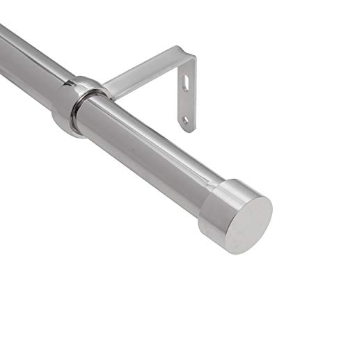 Umbra 245976-889-REM Cappa 1-Inch Curtain Rod, Includes 2 Matching Finials, Brackets & Hardware, 66 to 120-Inches, Polished Silver