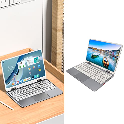 VINGVO 10.8 Inch 2 in 1 Laptop, 360 Rotatable FHD Screen Touch Screen Efficient Laptop 100-240V with Touch Pen Keyboard for Home (8+1TB US Plug)