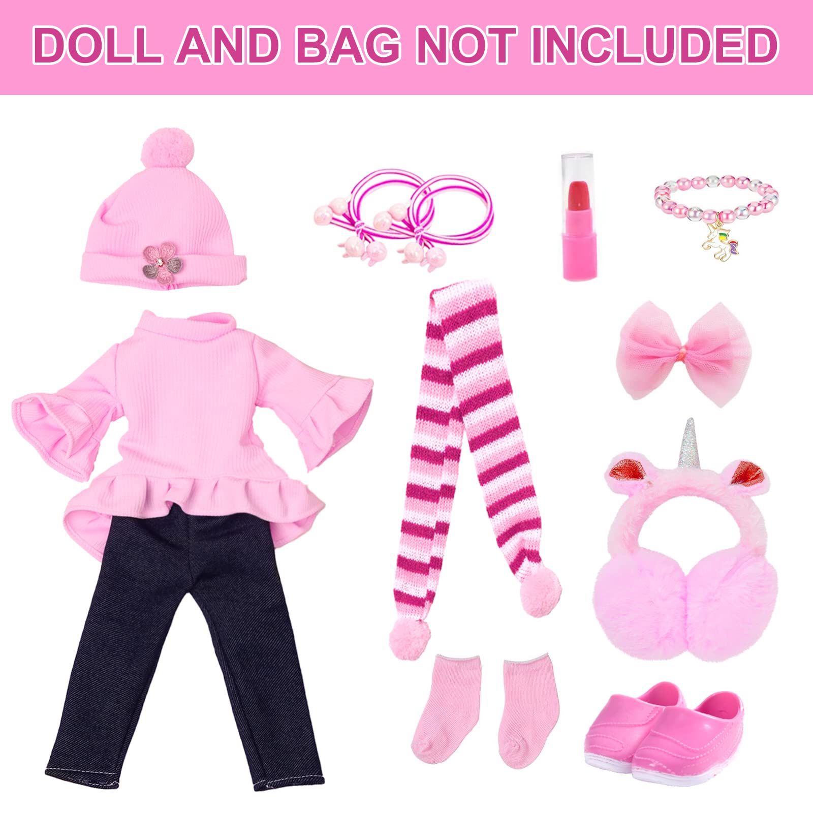 UZIDBTO American Doll Clothes and Accessories for 18 Inch Doll includes Pretend Makeup Kit Stuff Girls Gift(doll not including)