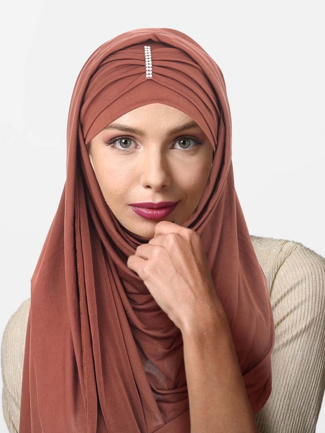Woeoe Women Muslim Head Wrap Plain Color One Piece Muslim Hijab Soft Breathable Long Head Scarf