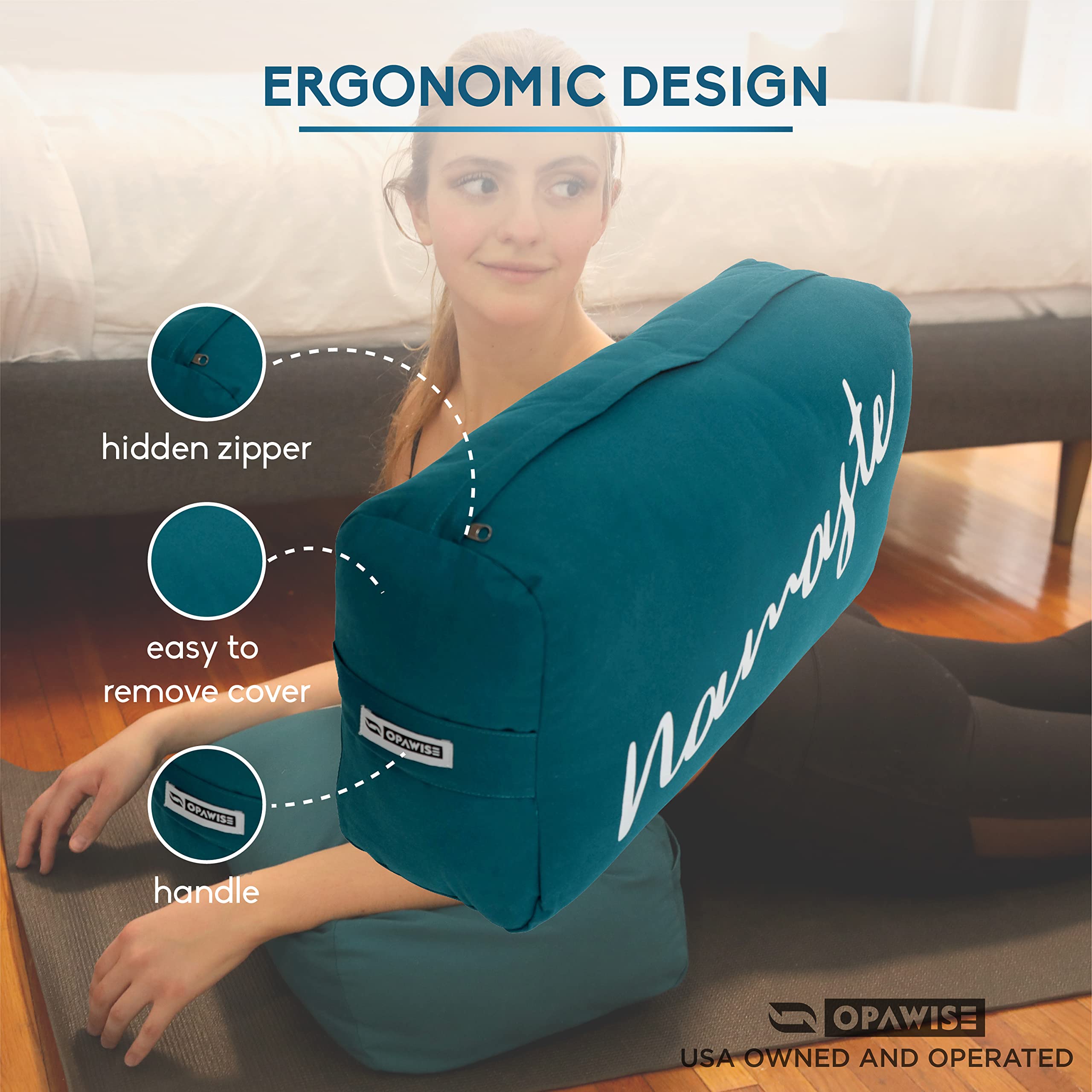 Yoga Bolster for Restorative Yoga - Rectangular Meditation Pillow with Washable Cover for Legs, Knees, Lower Back and Head, Lumbar Support Pillow for Bed, Sleeping - Yoga Pillow for Yin, prenatal Yoga