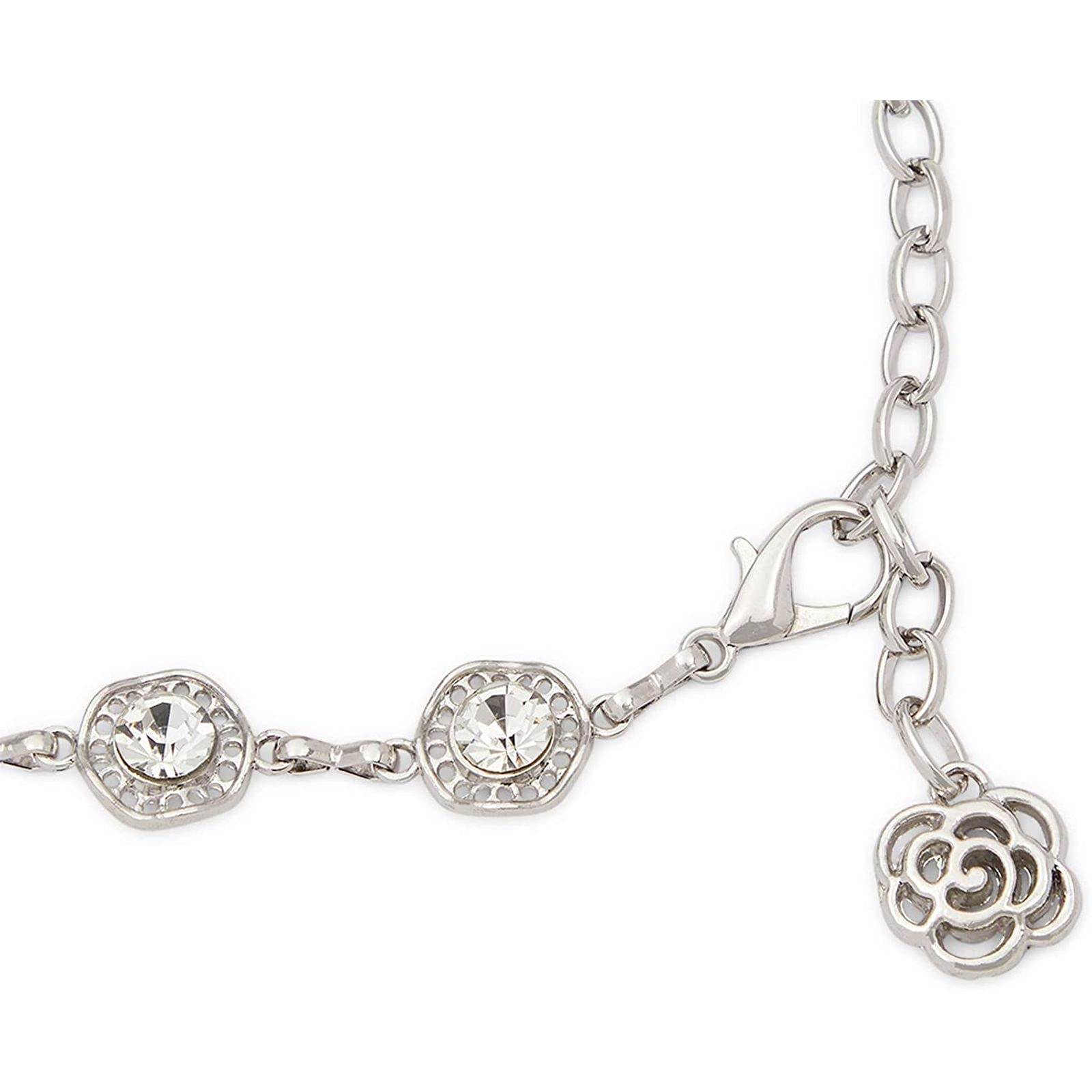 Zodaca Silver Rhinestone Chain Belt for Women (50 Inches, Adjustable)