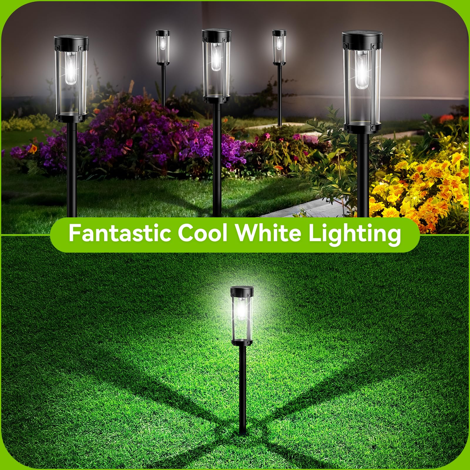 WdtPro Solar Lights for Outside Pathway 8 Pack, Super Bright Over 12 Hours Solar Walkway Driveway Lights, Waterproof Outdoor Solar Lights for Yard Garden Path Patio (Cool White)