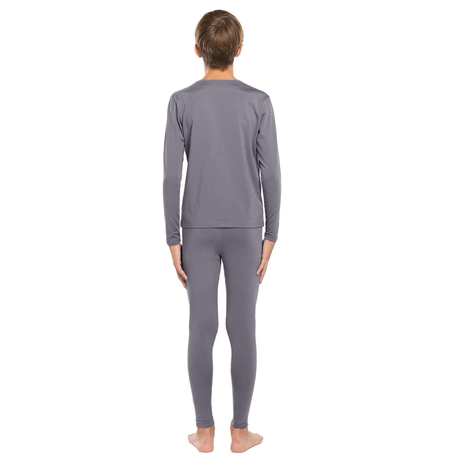 ViCherub Thermal Underwear Set for Boys Long Johns Fleece Lined Kids Base Layer Thermals Sets Boy Grey XS