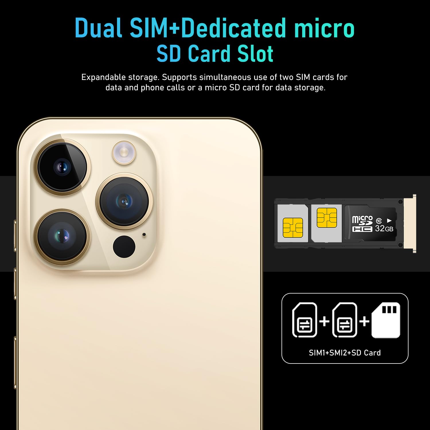 xixaomiro i14Pro Max 5G Cell Phone, Unlocked Android Smartphone, 8GB+512GB, 6.8'' FHD Display Screen, 13MP+48MP Camera, 5000mAh Battery, Dual Sim Card,1TB Expandable Storage (Golden)