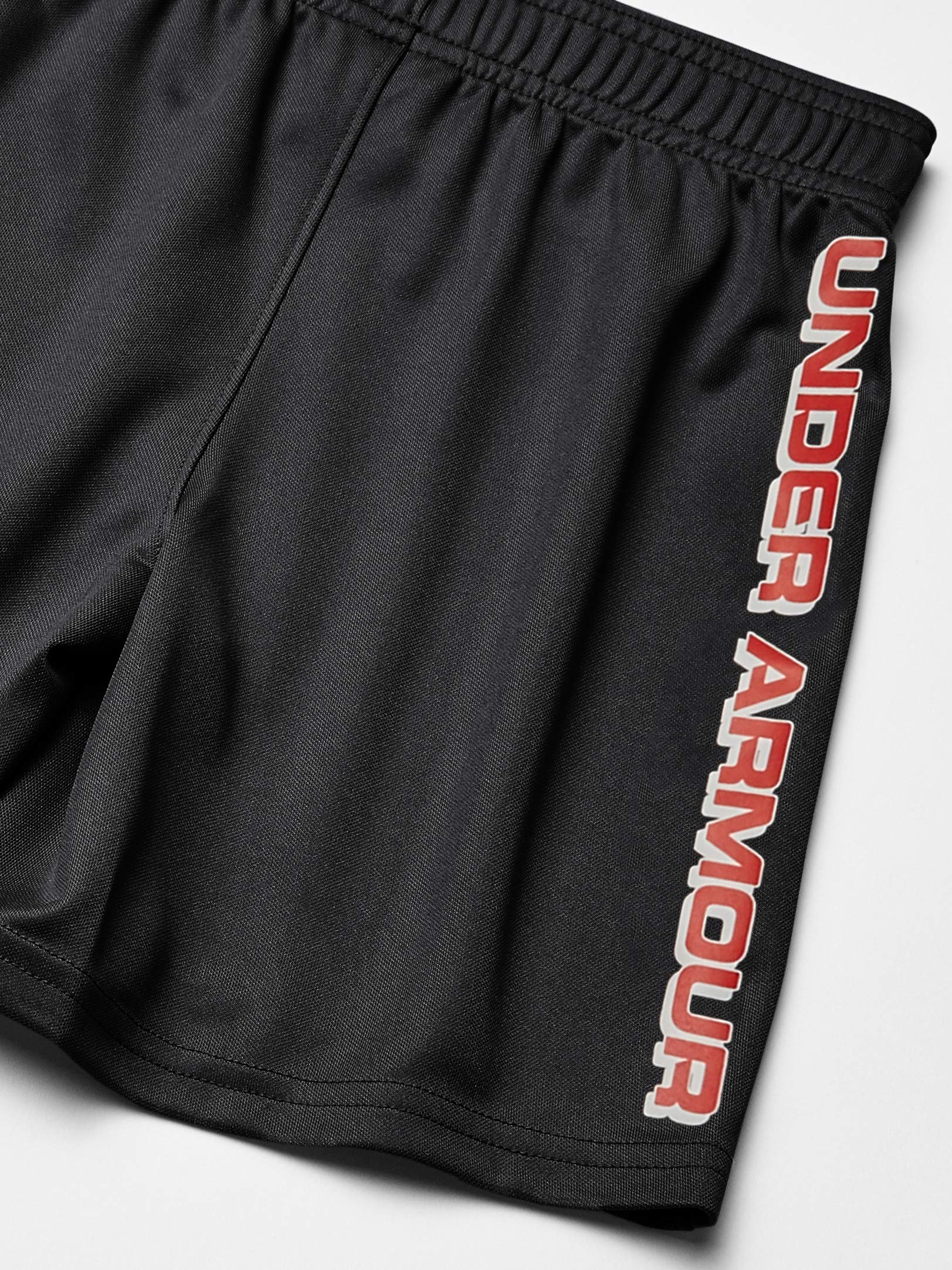 Under Armour Boys' Little UA Logo Short, Black/Versa Red, 4