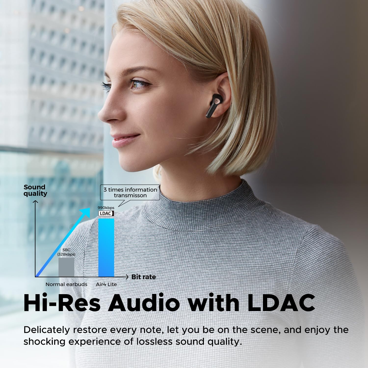 SoundPEATS Air4 Lite Wireless Earbuds, Bluetooth 5.3 Earbuds with Multipoint Connection, Hi-res Earbuds with LDAC &13mm Dynamic Driver, Total 30 Hrs, App Control, 6 Mics, IPX4 Rated