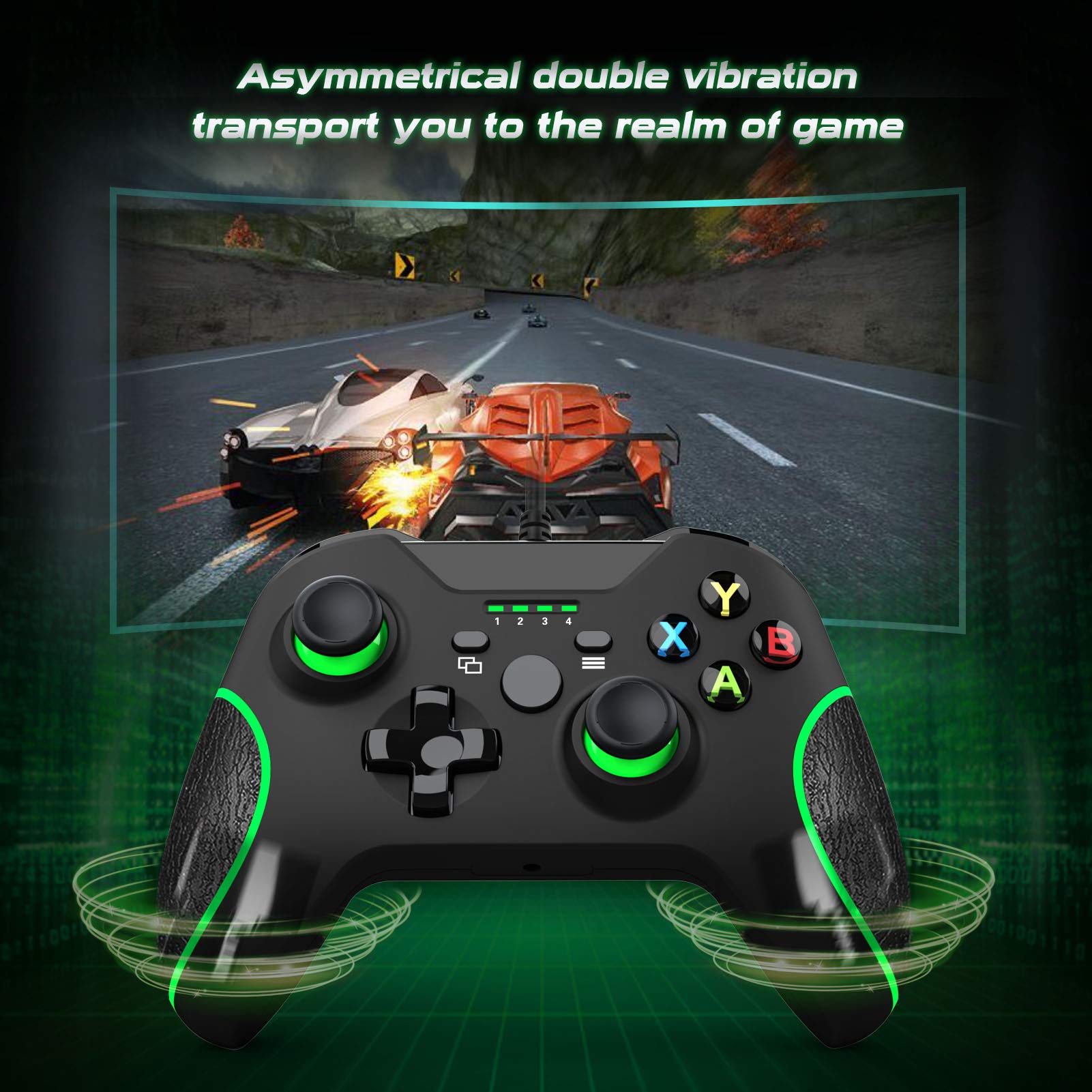 YCZHDV Wired Controller for Xbox One, USB Gamepad Remote Joystick Compatible with Xbox One/One S/One X/PC(Windows 7/8/10), with Audio Jack, Dual-Vibration Function(Black)