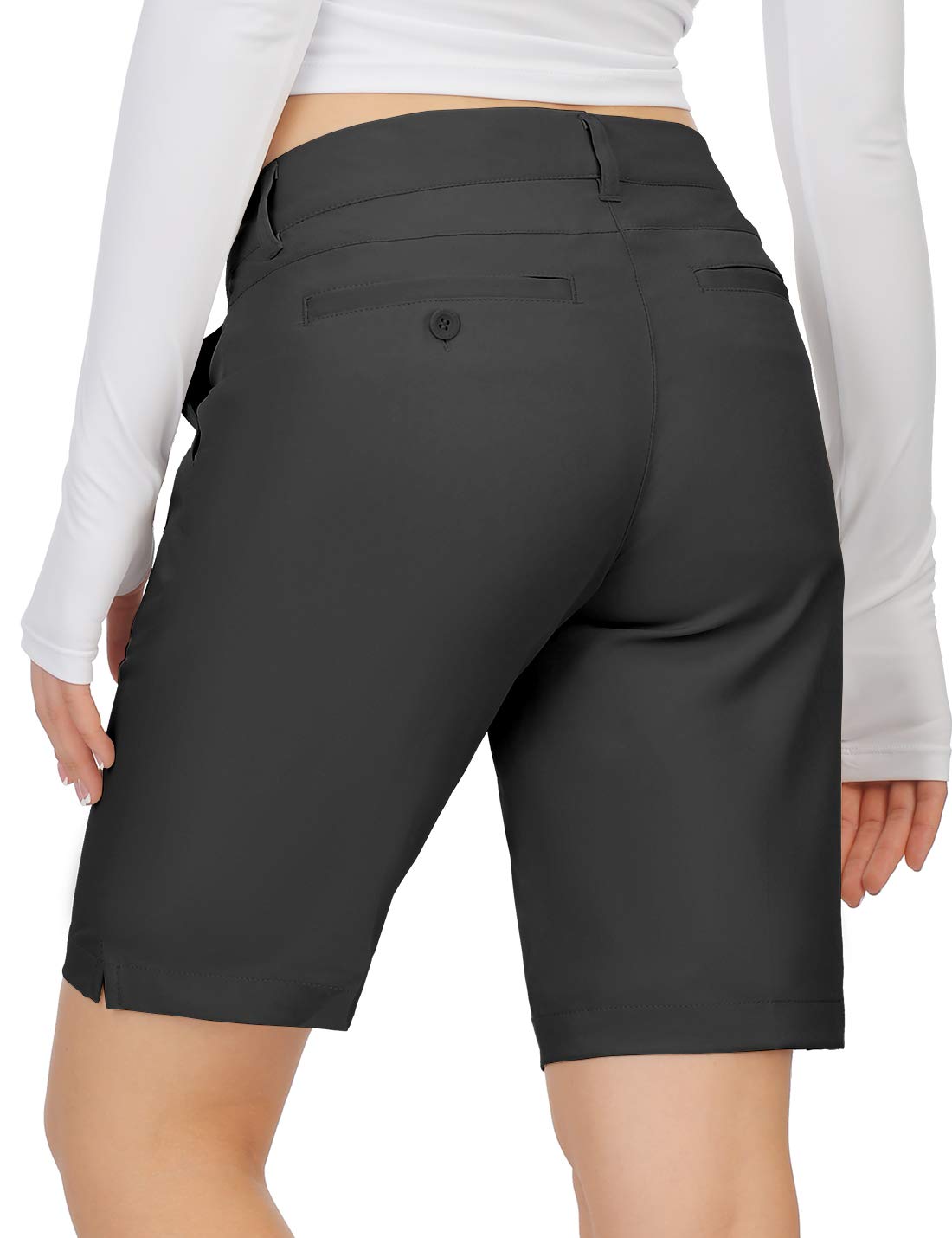 Womens Golf Shorts Bermuda Stretch Lightweight Long Shorts Relaxed Dry Fit Shorts with Pockets Beige 6