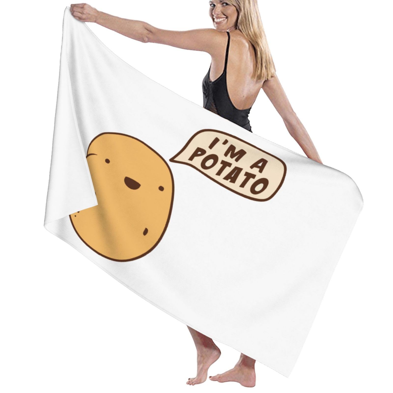 Zahika I'M A Potato Beach Towel Absorbent Bathroom Towels Beach Towels Oversized Super β32x52 Inch