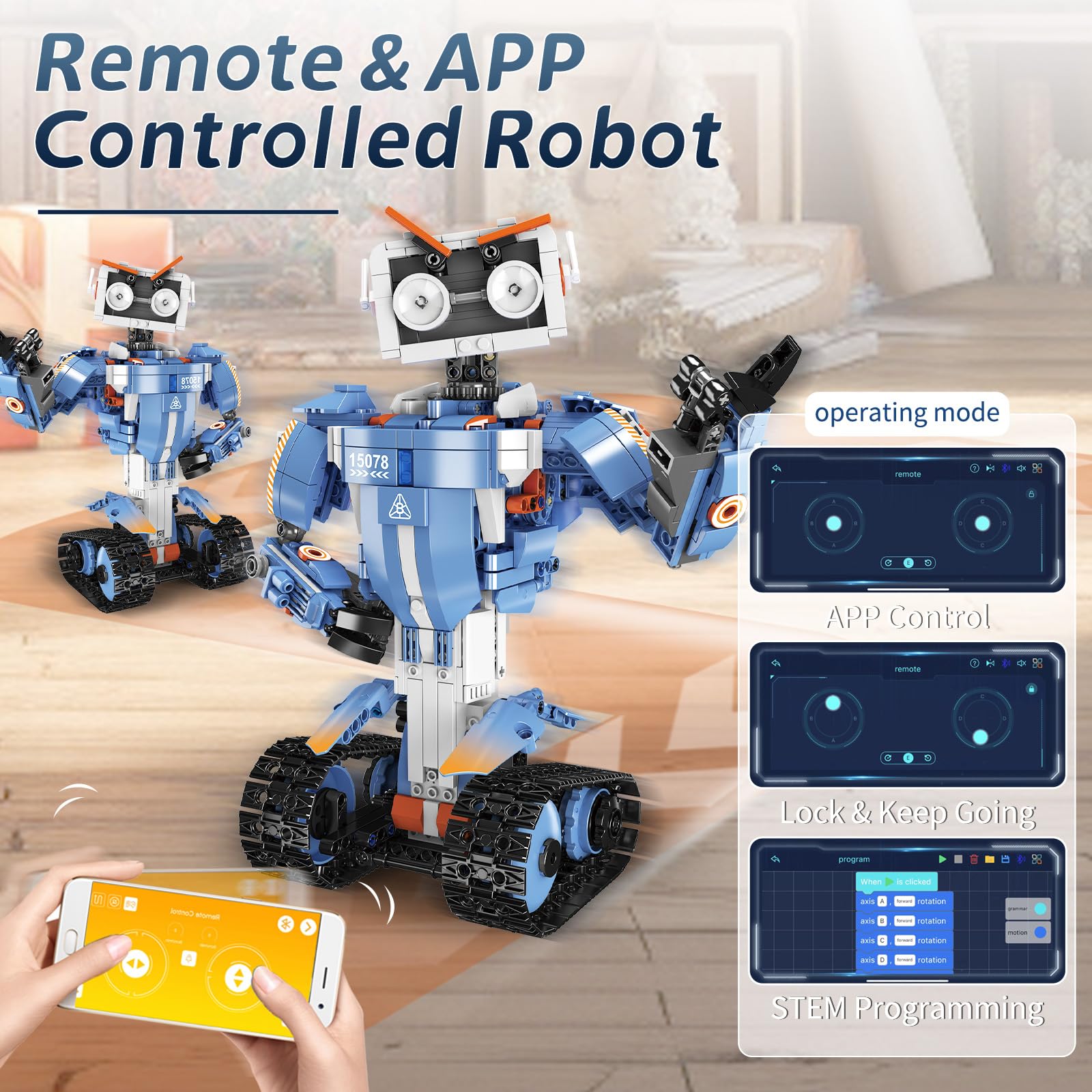 YESHIN Stem Robot for Boys Ages 8-14, APP & Remote Control Robot DIY Building Block Kits, Stem Projects Robotics Kits for kids ages 8+ (369 Pieces)