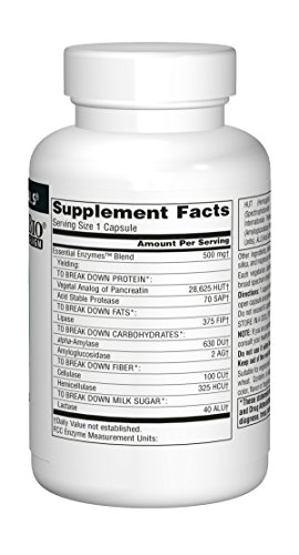 Source Naturals Essential Enzymes 500mg Bio-Aligned Multiple Supplement Herbal Defense for Digestion, Gas & Constipation Relief & Daily Digestive Health - Strong Immune System Support - 120 VegiCaps