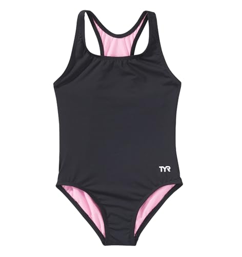 TYR Girls' Standard Durafast Lite Ella Maxfit Swimsuit, Black, XL