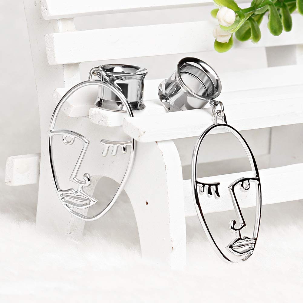 TBOSEN 2pcs Amazing Mask Dangle Plugs Unusual Dangle Gauges Tunnels For Ear 2g - 1 inch