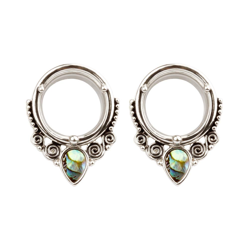 TBOSEN Stainless Steel Gold Plated Large Ear Gauges Abalone Shell Ear Tunnels Stretching Piercings Expanders Plugs 2PCS