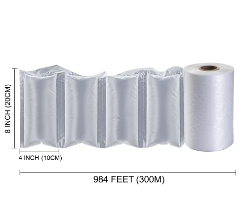 VIECAM Air Pillow Bubble Cushion Film Roll for Protection Packaging | 984ft x 4" x 8" (300m x 10cm x 20cm) | 4 PACK