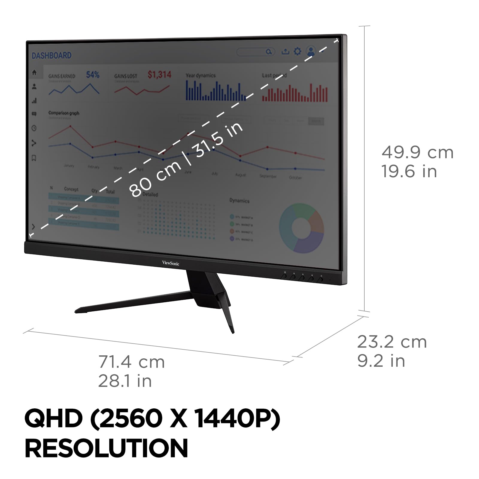 ViewSonic VX3267U-2K 32 Inch 1440p IPS Monitor with 65W USB C, HDR10 Content Support, Ultra-Thin Bezels, Eye Care, HDMI, and DP Input, Black