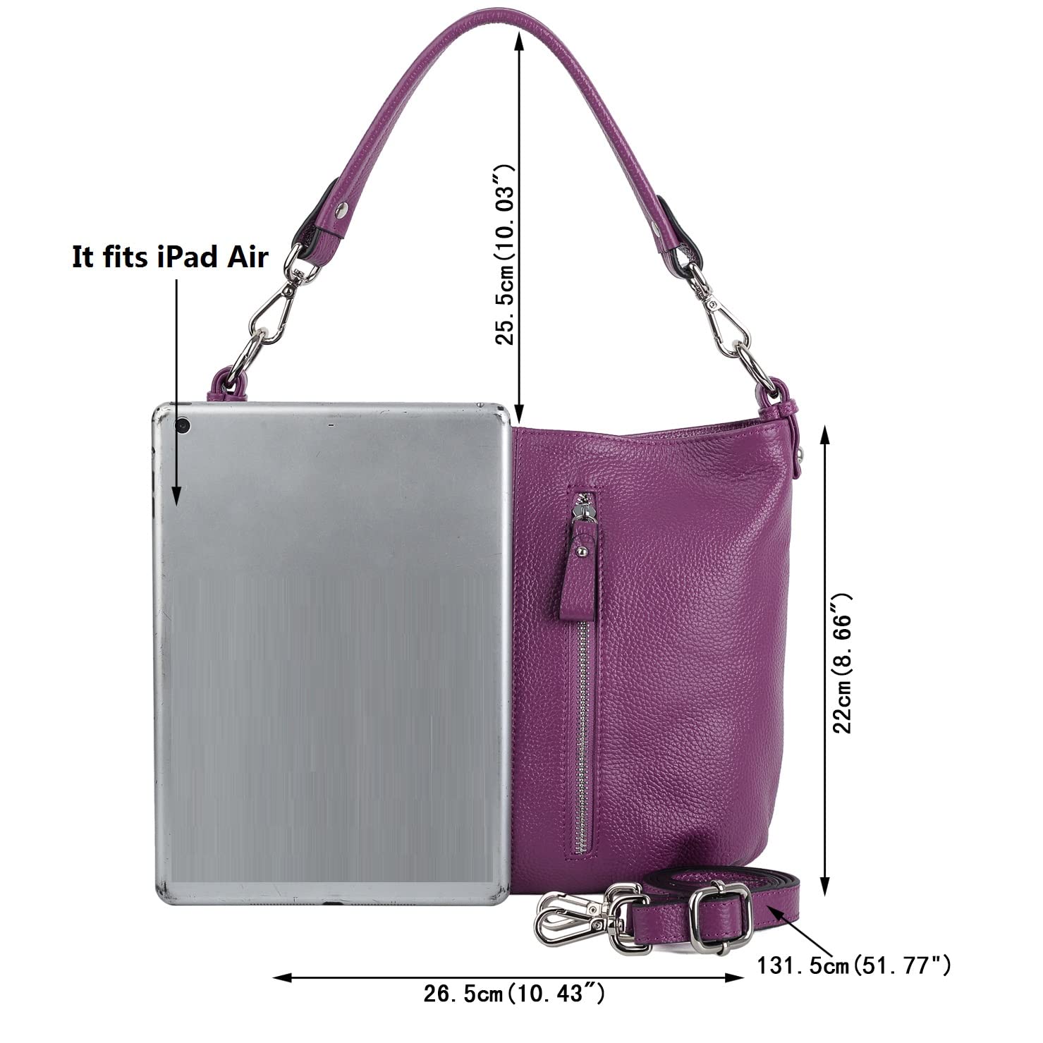 YALUXE Women's Front Pocket Soft Cowhide Leather Small Mini Purse Style Shoulder Bag Purple