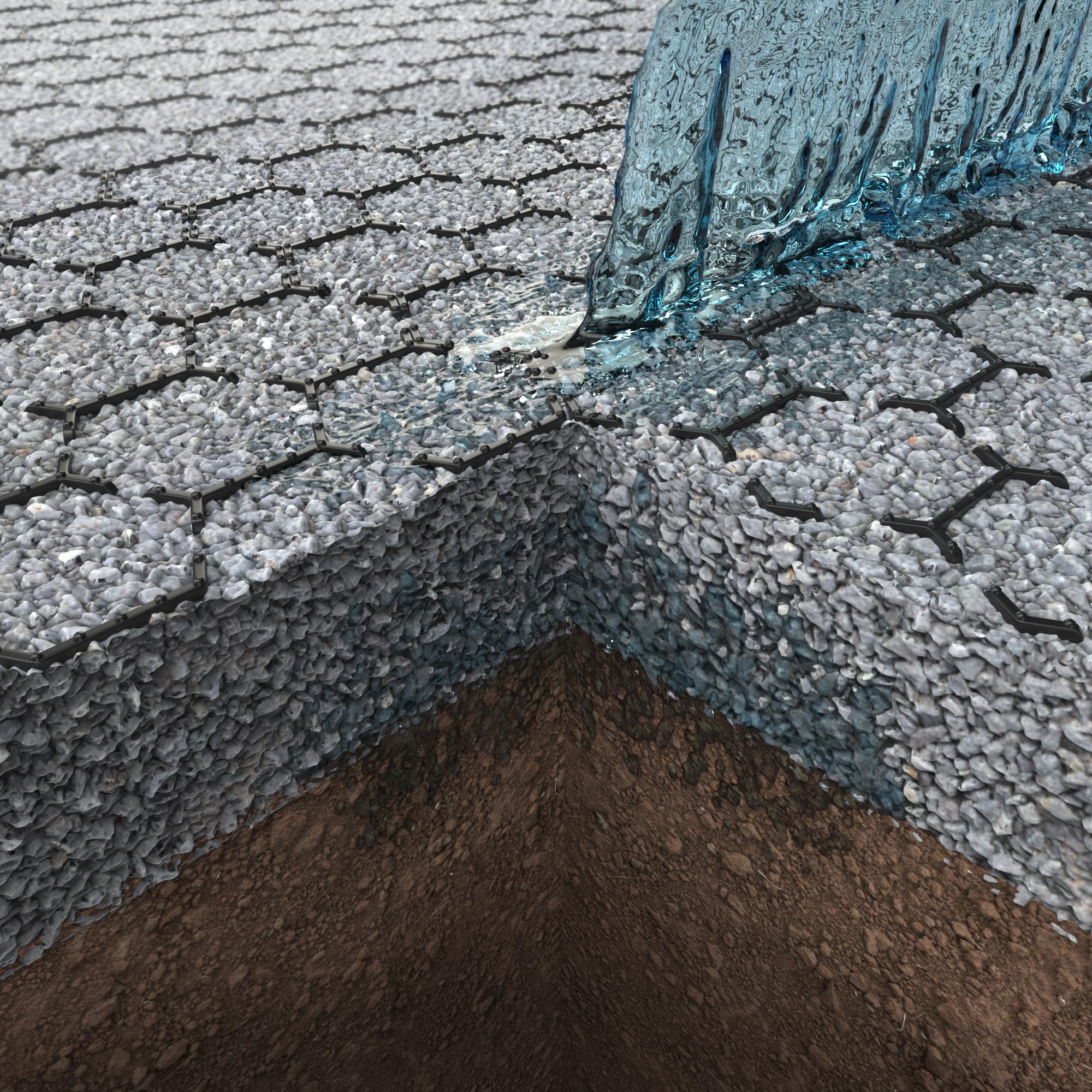 Vodaland Permeable Pavers - HexPave Grass & Gravel Permeable Paver System - 100% Recycled PPE Plastic Pavers, Handles 27,000 lbs, 1" Depth, 300 s.f / 95 Units