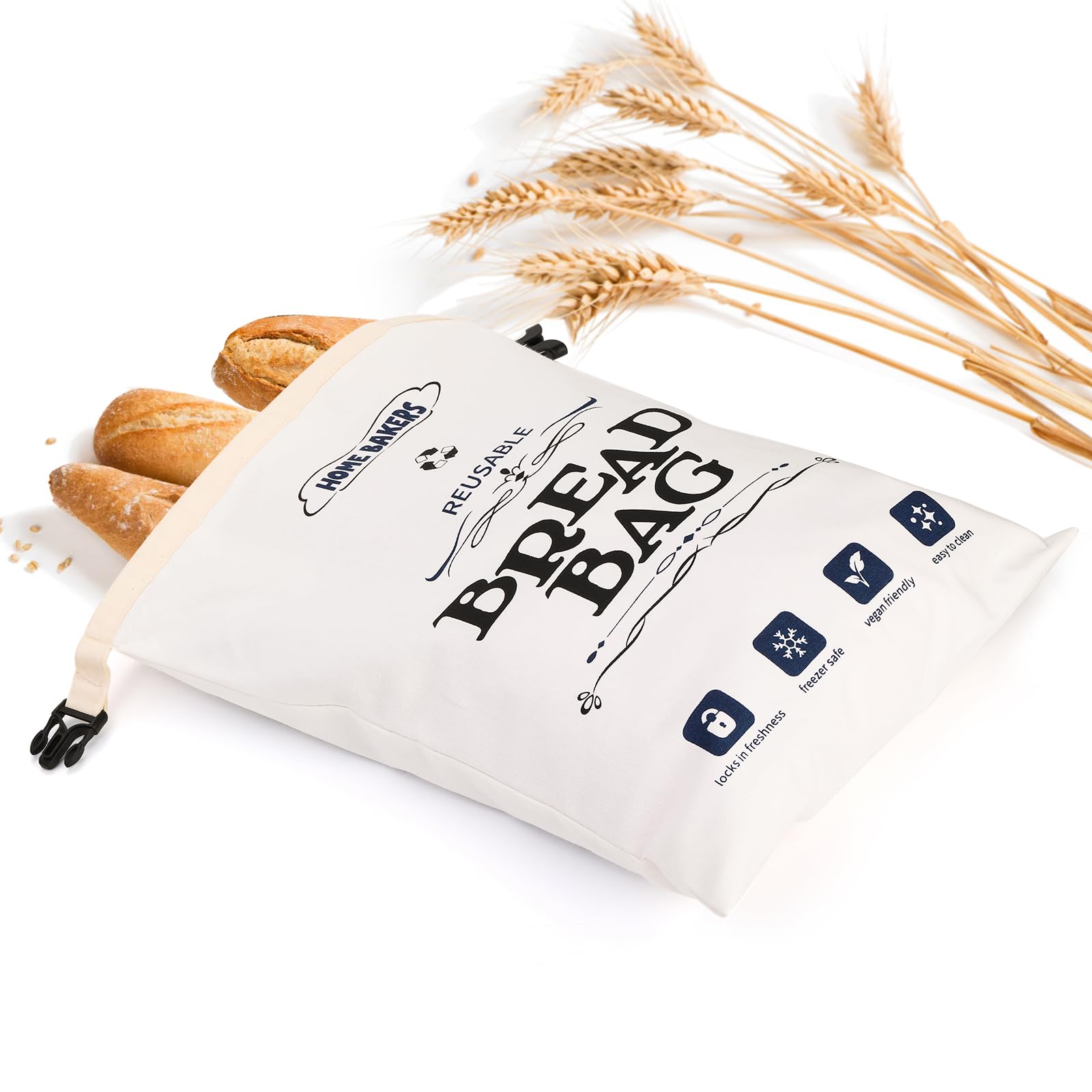 ZEAYEA 2 Pack Bread Bags, Reusable Bread Bags for Homemade Bread, Fresh keeping Waterproof Bread Container with Double Lining for Large Loaf, Baguette, Food, Gift Giving, 16.5" x 12"