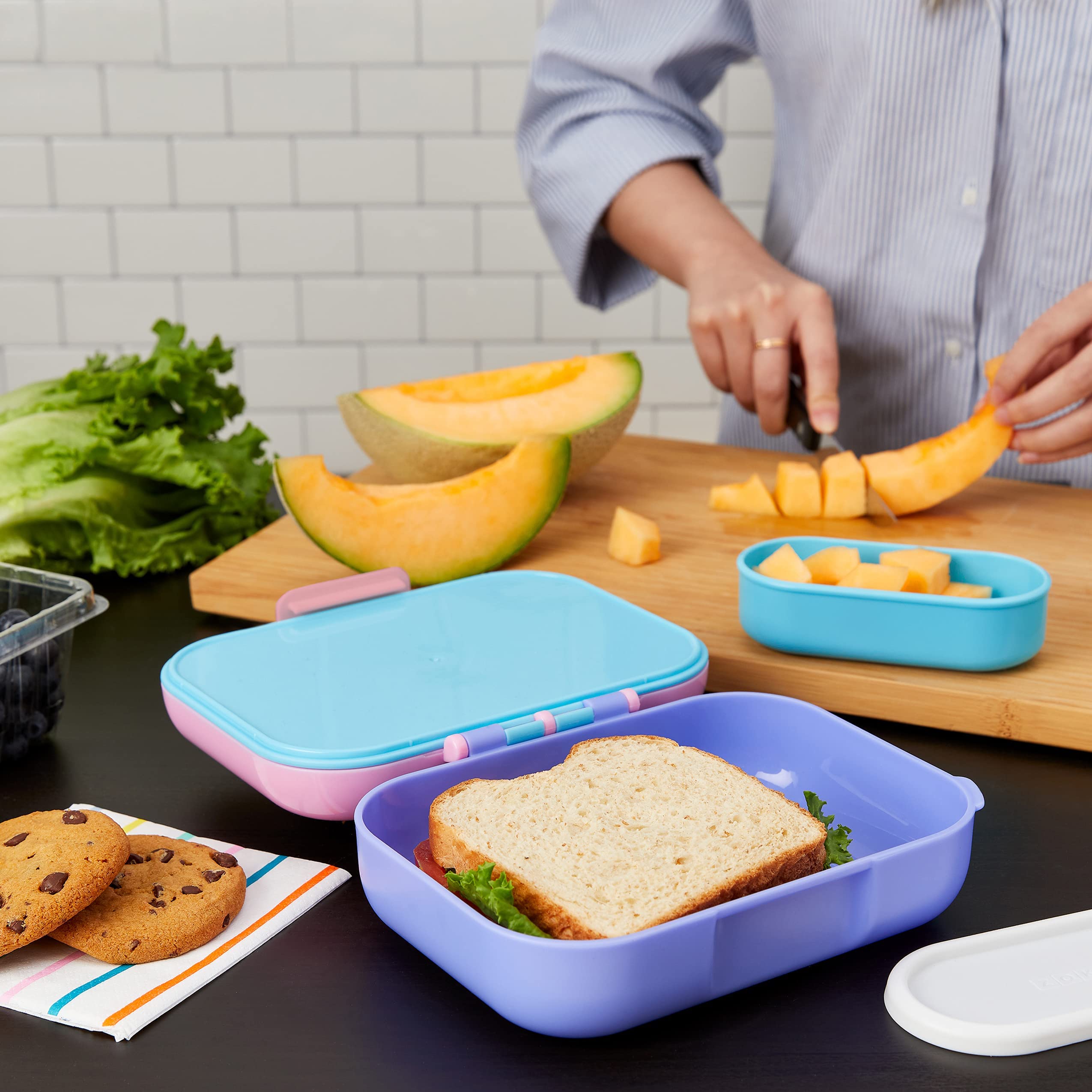 ZOKU Pink Neat Bento Jr. and Kitty Kids Pocket Utensil Set Bundle