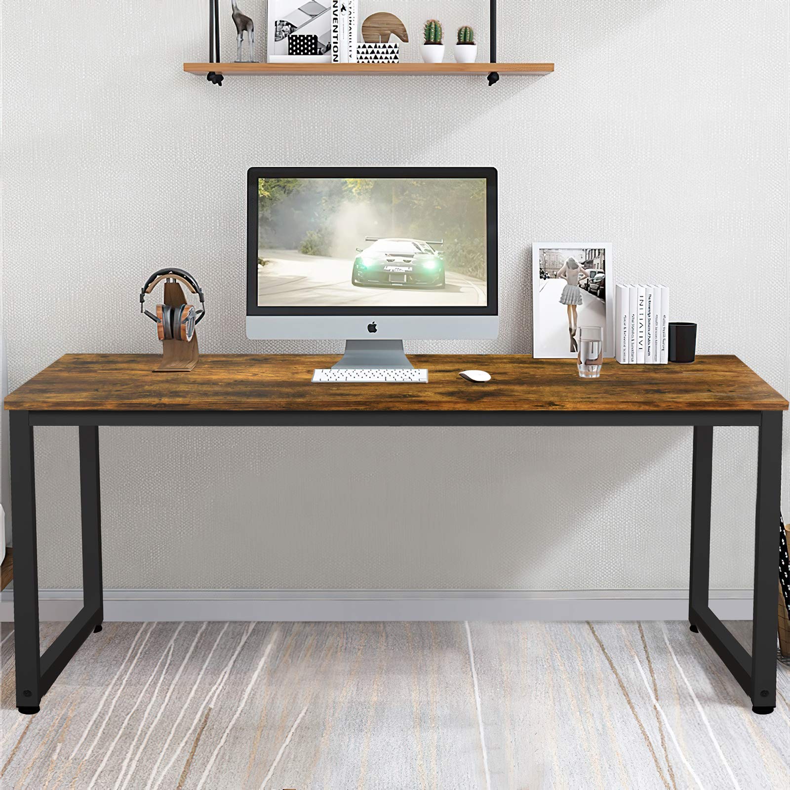TIRI SMART Writing Desk 55 Inch Desk Office Desk for Home Office Modern Simple Style Computer Desk Laptop Study Table Office Desk Workstation Fiddle Back Figure