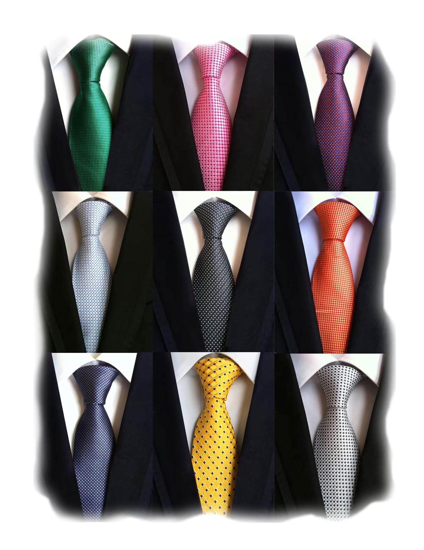 YanLen Lot 9 PCS Classic Men's Tie Necktie Woven JACQUARD Neck Ties