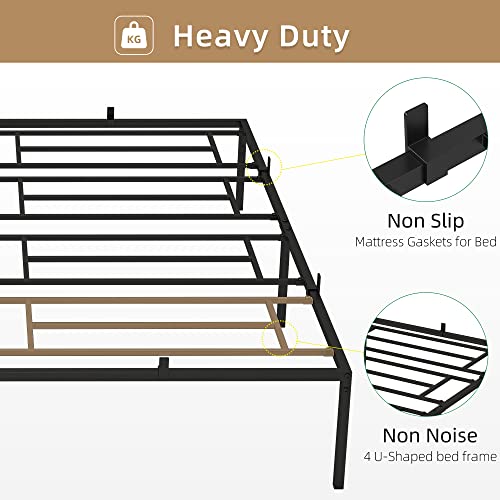 SunnyFurn King Bed Frame Platform,14 Inch Metal King Size Bed Frames No Box Spring Needed,Heavy Duty Steel Slat Mattress Foundation,Easy Assembly,No Noise and No Shaking