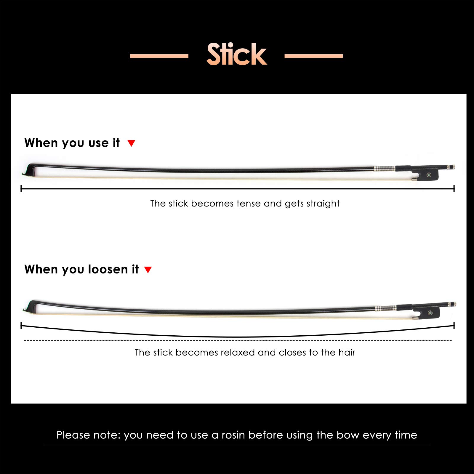 Viola Bow 4/4 Full Size Carbon Fiber (Plaid black)