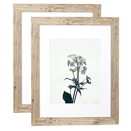 YOUNG POONG 11x14 Picture Frame Set of 2 Rustic Farmhouse Photo Frame with Tempered Glass for Wall and Tabletop Display