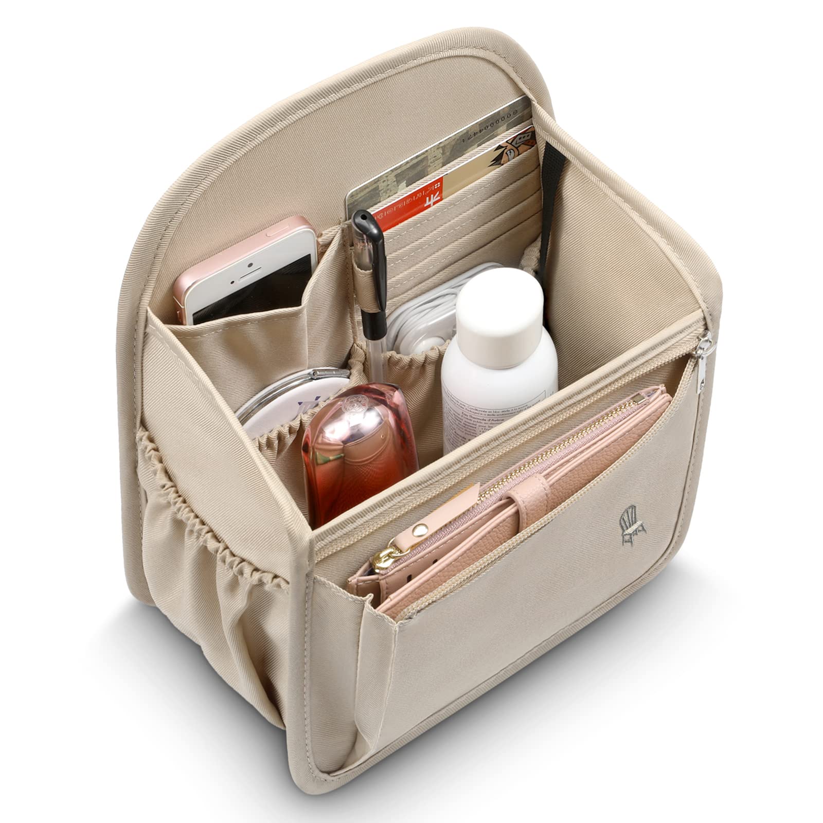 Yoillione Backpack Organizer Insert Small for Women and Men, Beige Backpack Insert Organizer Rucksack Insert with Multi-Pocket
