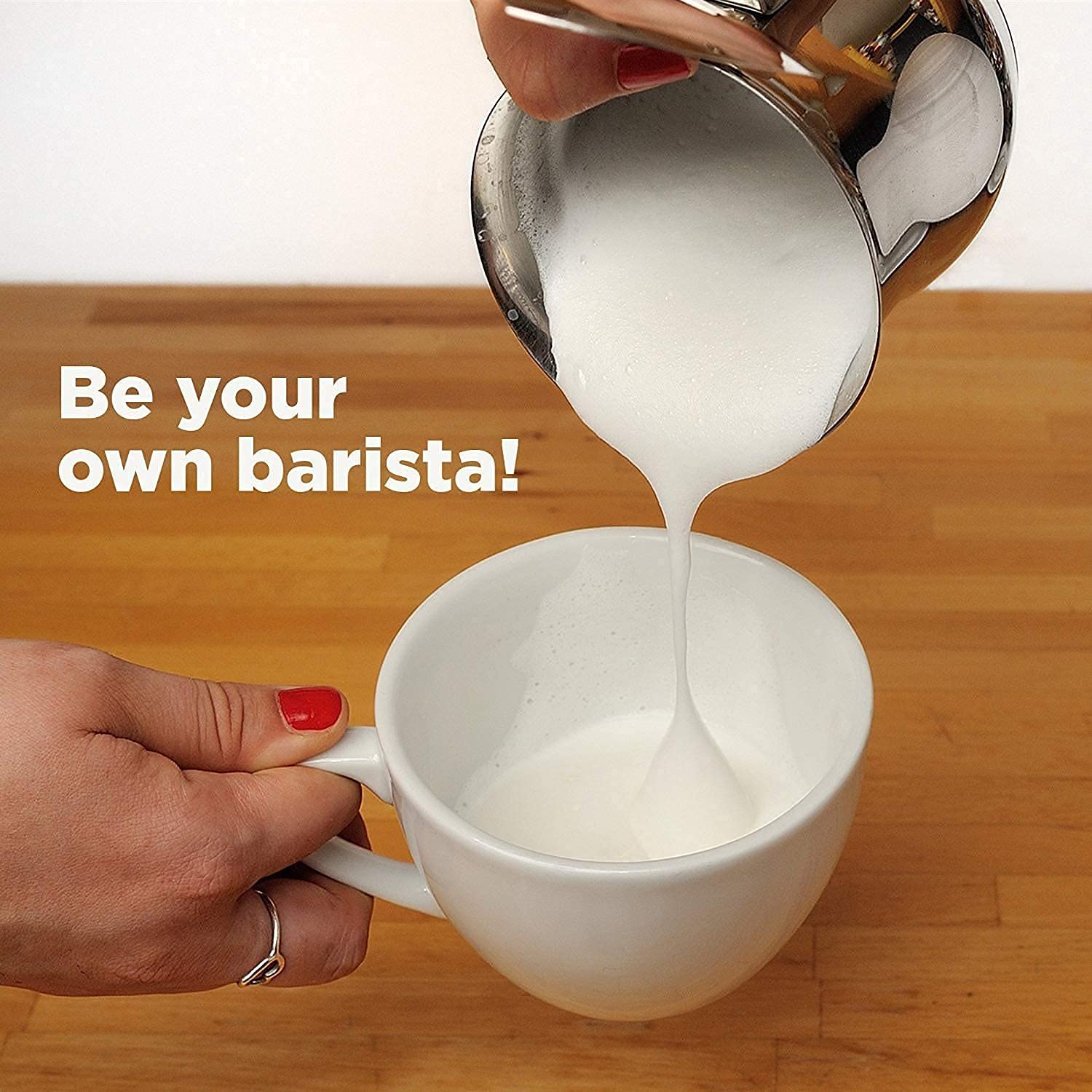 Zeattain Milk Frother Handheld Mixer, Battery Operated Electric Whisk Foam Maker for Cappuccino,Latte,Coffee,Matcha & More - Sliver