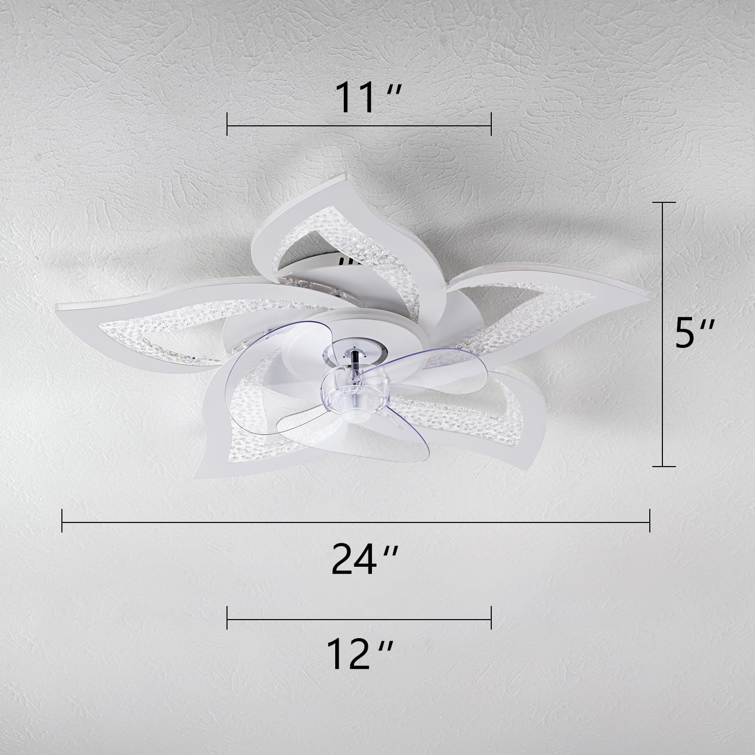 Yfrest Ceiling Fan with Lights Remote Control, White Personalized Ceiling Fan with Light, 6 Speeds 3 Light Color Flush Mount Ceiling Fan for Kitchen Bedroom