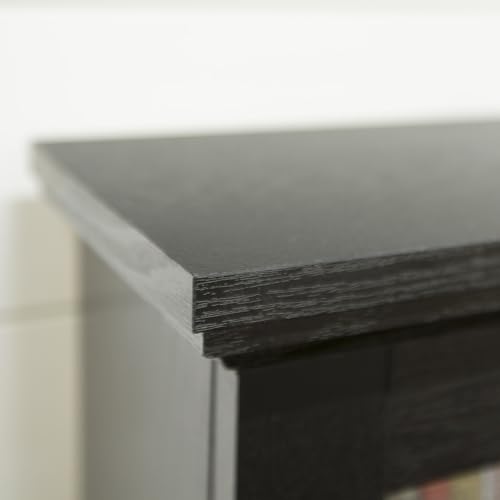 Walker Edison 4 Tier Shelf Living Room Storage Tall Bookshelf Cabinet Doors Home Office Tower Media Organizer, 41 Inch, Black
