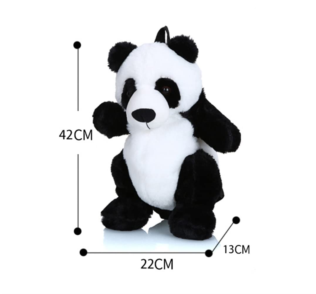 WYIKE Casual Animal Backpack Panda Backpack Cartoon Plush Small Backpack (White/Black-1)