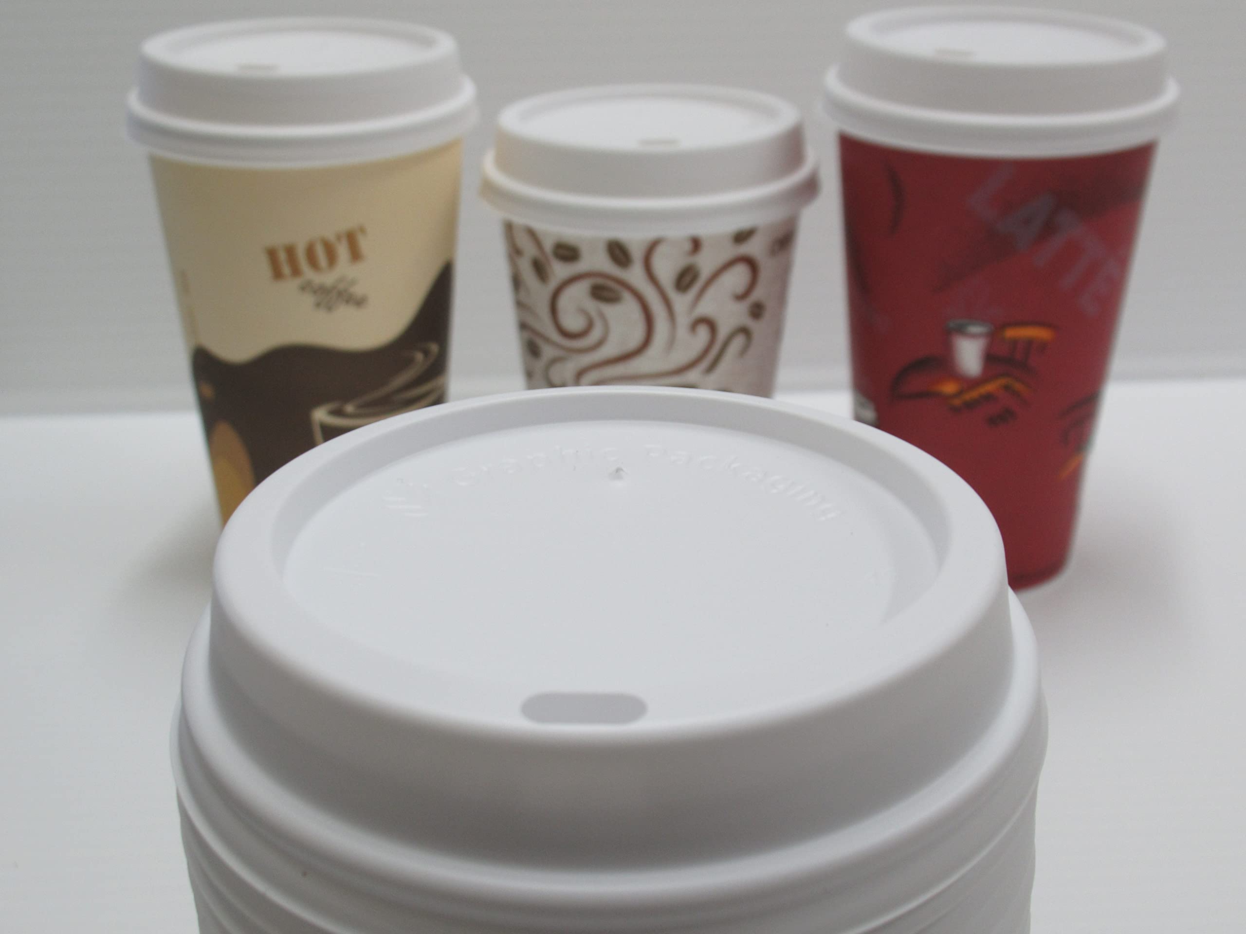 White Dome Lid for 10-24 Oz PAPER HOT CUPS, and 12-16 oz. PERFECTOUCH CUPS - Disposable Coffee Cup lid, Plastic Travel Dome Lids [100 pc,