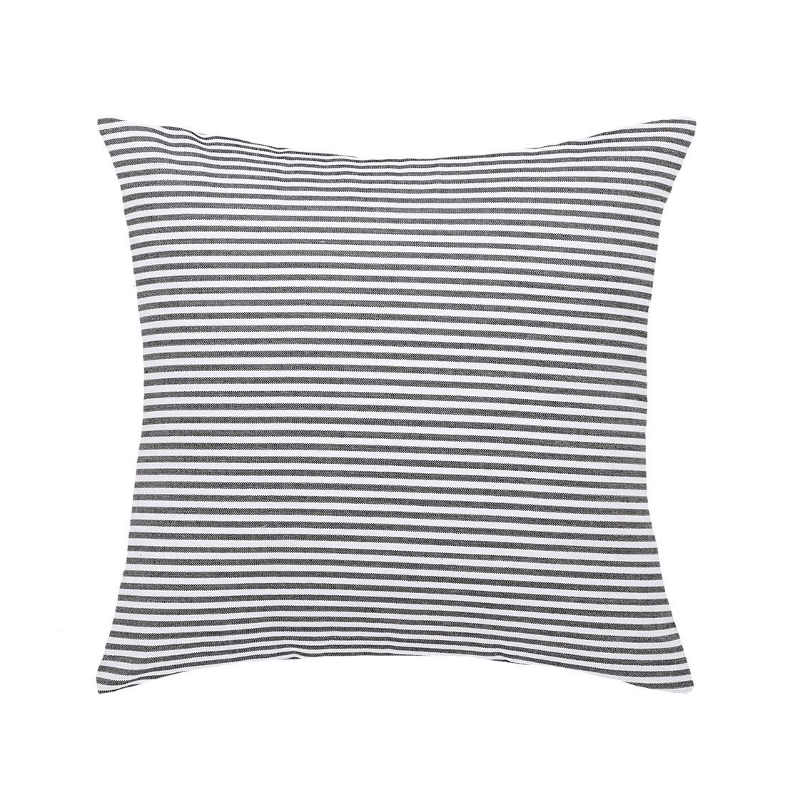 uxcell Woven Striped Throw Pillow Covers Decorative Square Farmhouse Cushion Covers for Sofa Bedroom Car Chair Black and White 18" x 18"