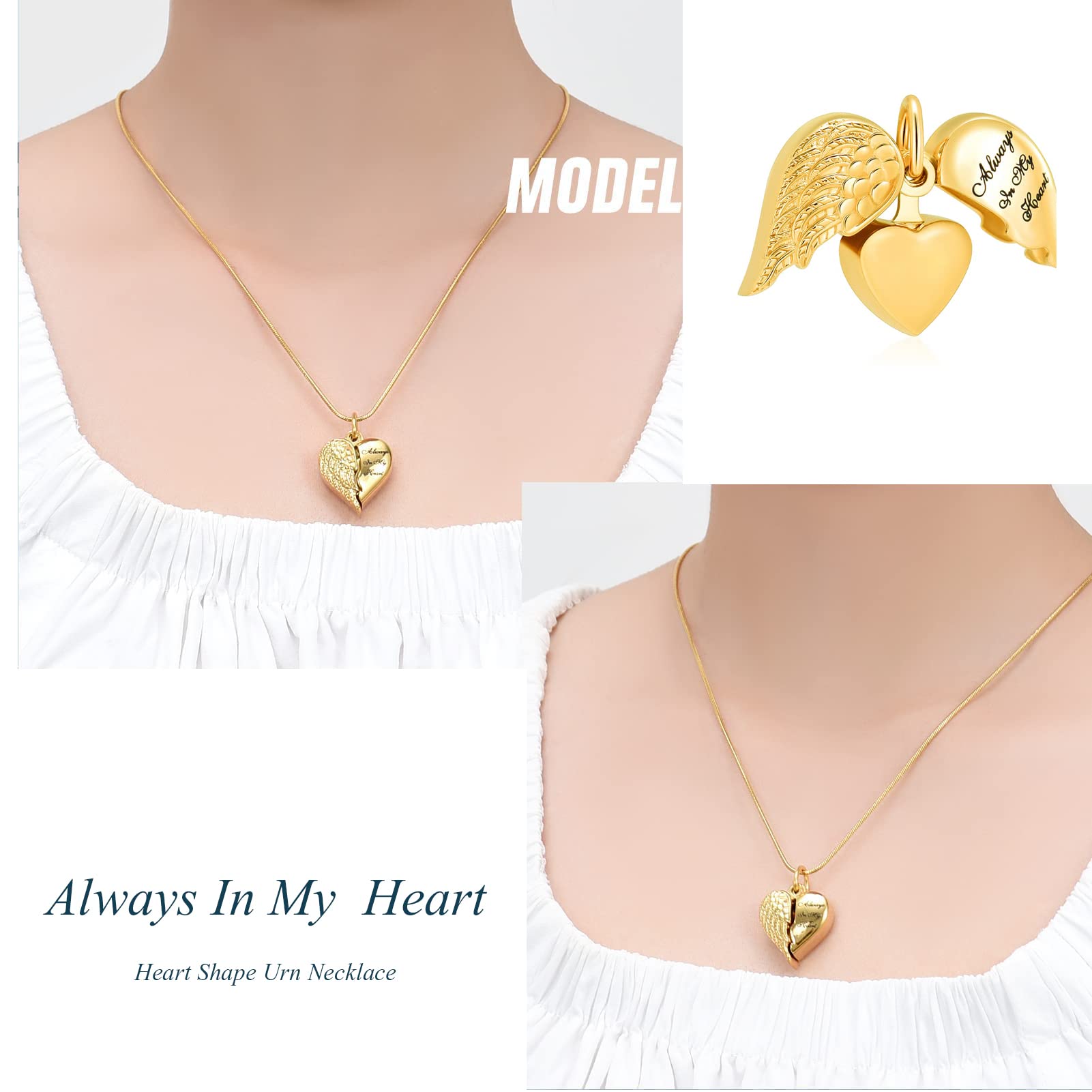 zeqingjw Always in My Heart Urn Necklace Cremation Jewelry for Ashes Pendants Memorial Lockets Keepsake Jewelry (Colorful-2)