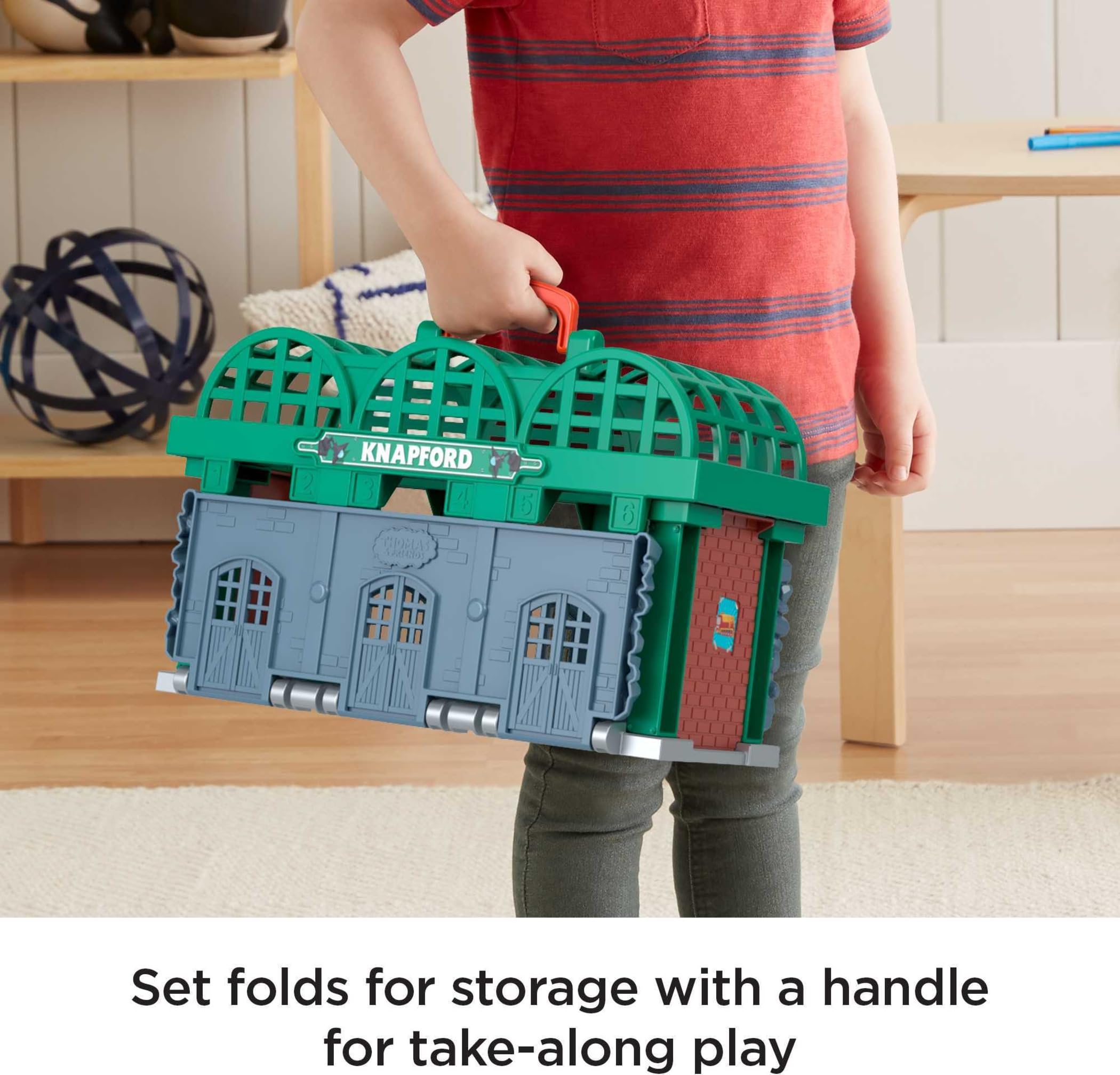 Thomas & Friends Diecast Toy Train & Track Set Knapford Station 2-in-1 Playset & Storage Case for Preschool Kids Ages 3+ Years