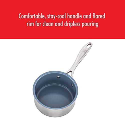 ZWILLING Spirit Ceramic Nonstick Saucepan, 1-qt, Stainless Steel