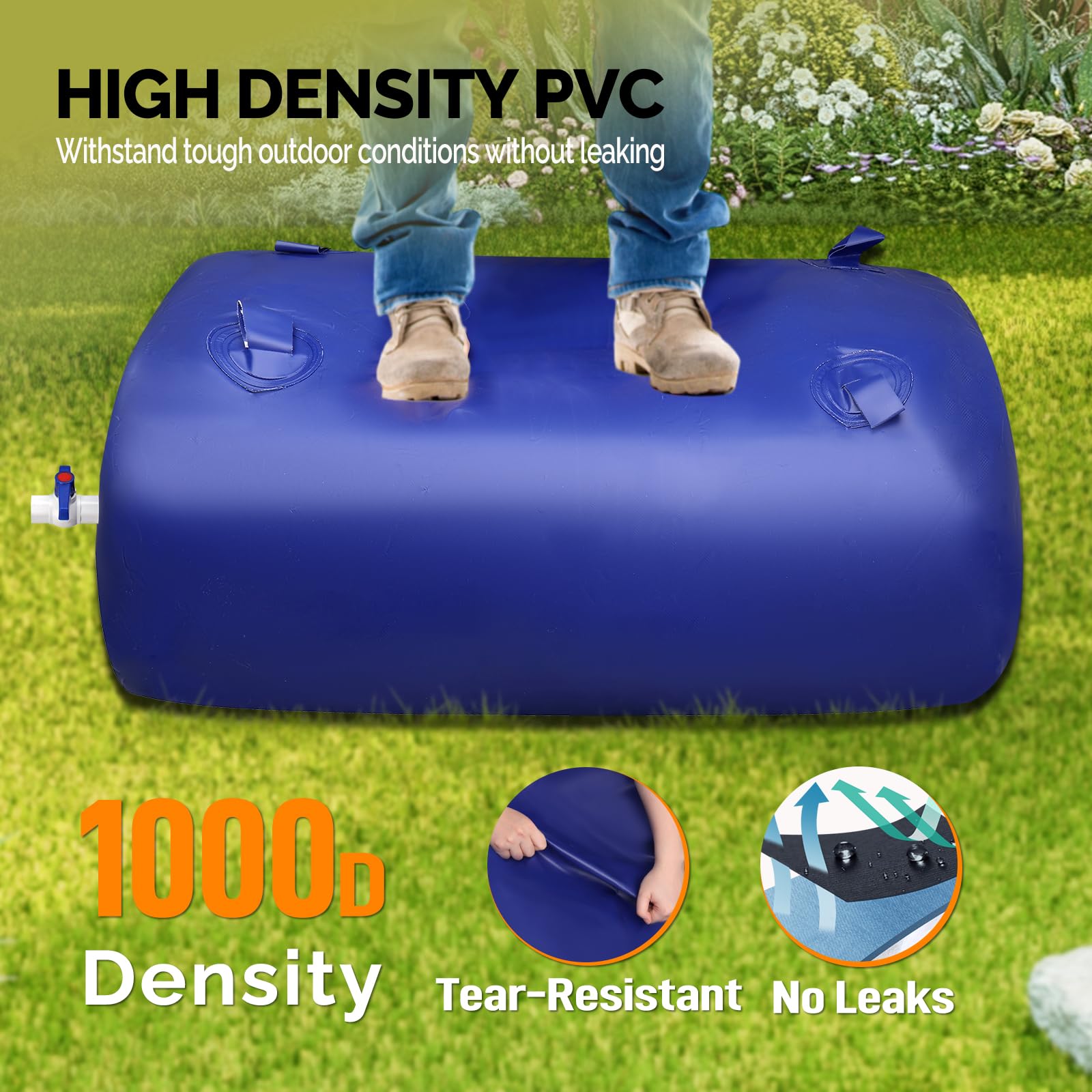 VINGLI 400L/100 Gallon Water Tank, Foldable Portable Water Bob, Large Capacity Soft Water Bladder Storage Containers,Water Bag, for Emergency Water, RV Camping, Garden